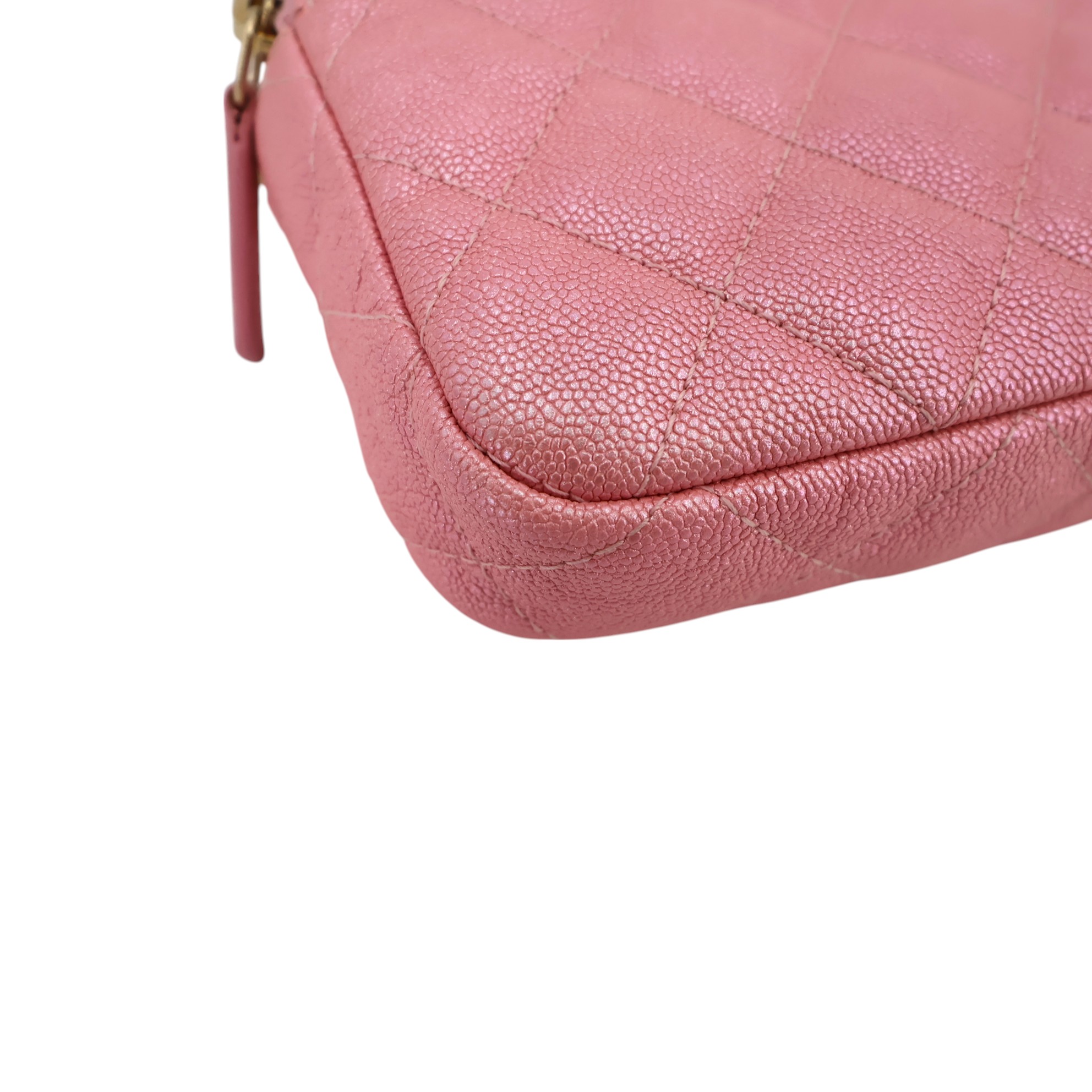 Chanel Double Zip Wallet on Chain WOC Iridescent Calfskin Pink GHW - I ...